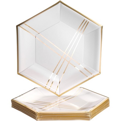 Silver Spoons Elegant Disposable Hexagon Plates For Party, Heavy Duty ...