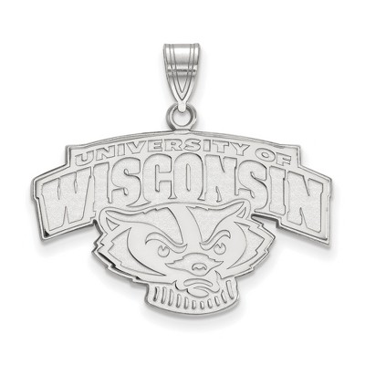 Black Bow Jewelry Sterling Silver Wisconsin Badgers Ncaa Large Pendant ...