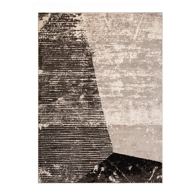 Modern Geometric Color Block Indoor Area Rug Or Runner, 5'x8', Grey ...