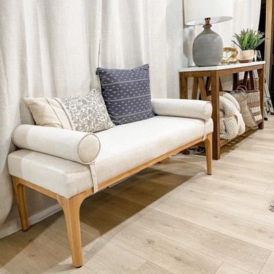 Randolph Bench With Bolster Pillows Linen - Threshold™ Designed With Studio Mcgee : Target