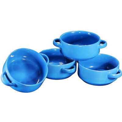Bruntmor 19 Oz Ceramic Soup Bowl With Handles, Set Of 4 Blue : Target