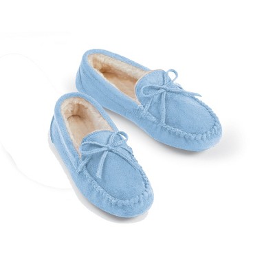 Alpine Swiss Sabine Womens Suede Shearling Slip On Moccasin Slippers ...