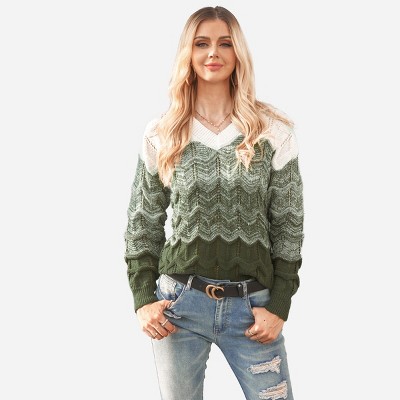 Women's Colorblock Wave-stitch Sweater - Cupshe : Target