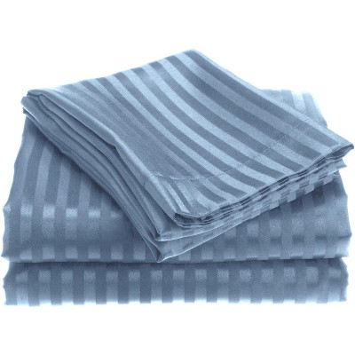1800 Series Embossed Striped Wrinkle Resistant Sheet 4pc Set Queen ...