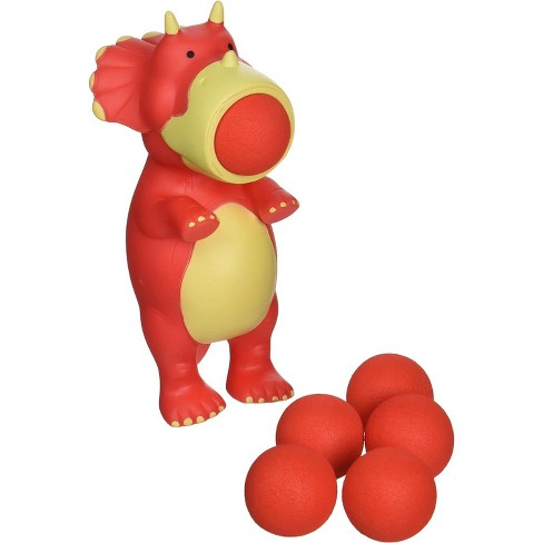 Hog Wild Triceratops Dinosaur Ball Popper Toy - Includes 4 Soft Foam ...