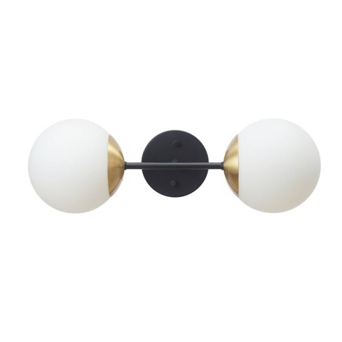 Celestia 2-light Matte Black Wall Sconce With Antique Brass Accent ...