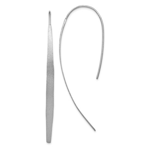 Black Bow Jewelry Brushed Curved Bar Threader Earrings In Silver, 55mm ...