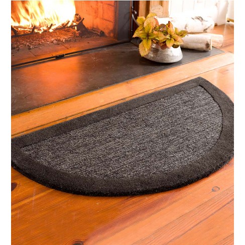 Plow & Hearth 2' X 4' Madrid Banded Half-round Hearth Rug, In Charcoal ...