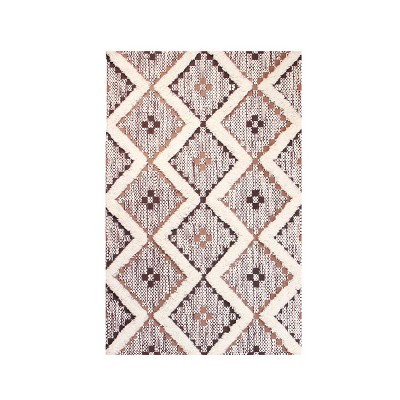 Hand-tufted Printed Diamond Geometric Cotton-wool Blend Indoor Area Rug ...