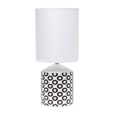 Encased Metal And Clear Glass Table Lamp With Fabric Shade Matte Black ...