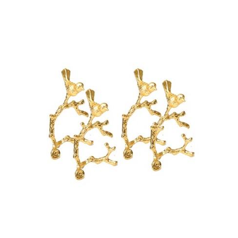 Classic Touch Set Of 4 Gold Bird Design Napkin Rings : Target