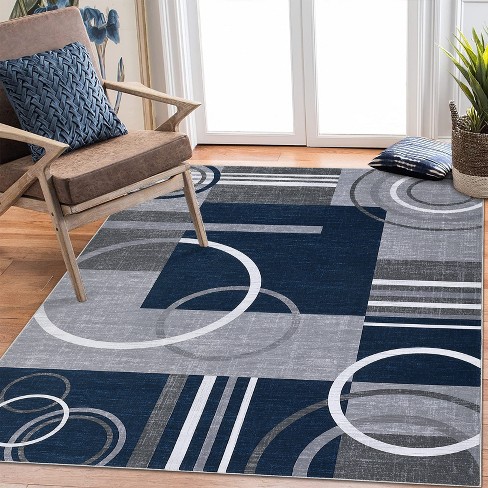 Washable Rugs For Living Room Modern Geometric Area Rug Circles Pattern ...