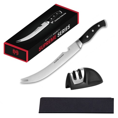 Master Maison 9" Professional Stainless Steel Scimitar Knife Set, Black ...