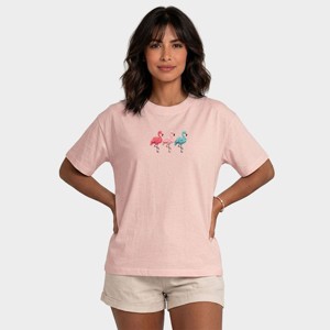 Three Flamingos - Women's Relaxed Boxy Tee : Target