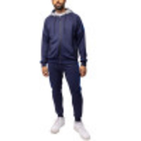Cultura Men's Zip Up Hoodie Track Suit In Navy/royal Blue/heather Grey ...