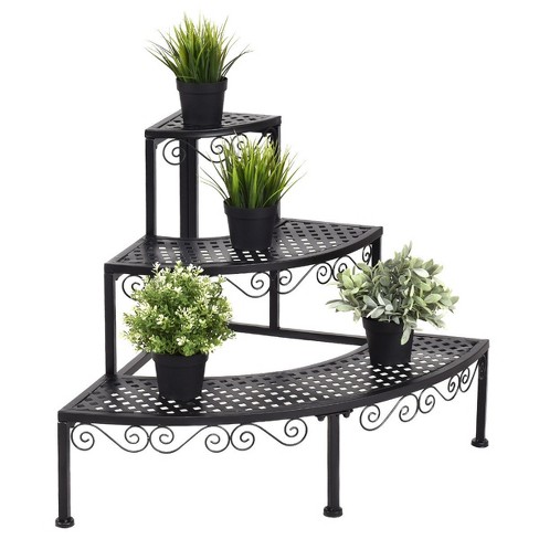 Ironwork Fan-shaped 3-tier Pot Plant Stand, Stair-step Design To ...
