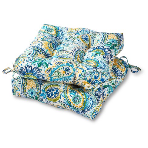 Kensington Garden 2pc 20"x20" Paisley Outdoor Chair Cushions Baltic: Uv ...