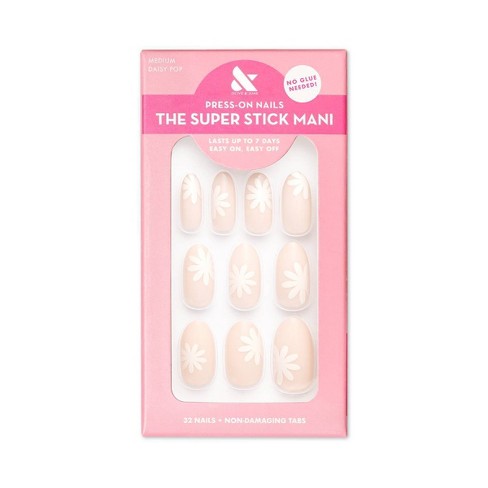Olive & June Fake Nails - Daisy Pop - M Oval - 32ct : Target