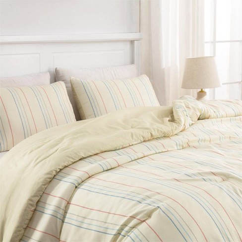 Peace Nest Printed Stripe Microfiber Comforter Set - All-season Warmth ...
