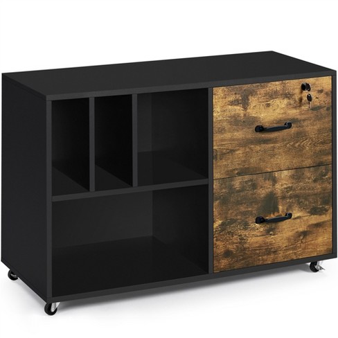 Yaheetech Mobile Letter Size Rolling File Cabinet With Drawers And ...