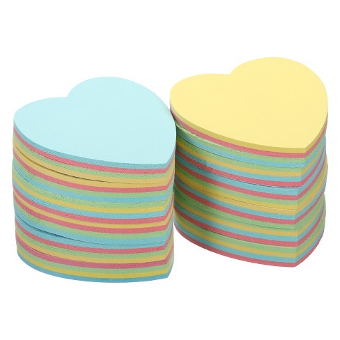 Unique Bargains Heart Shape Bright Colorful Sticky Notes 100 Sheets/pad ...