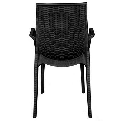 Leisuremod Kent Modern Outdoor Plastic Dining Arm Chair Set Of 4 In ...
