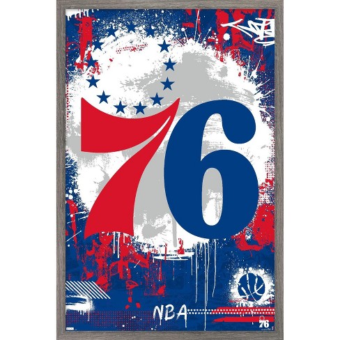Trends International Nba Philadelphia 76ers - Maximalist Logo 23 Framed ...