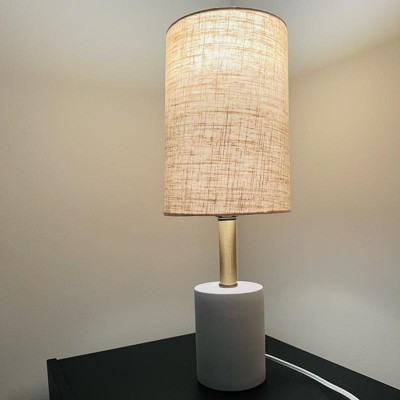 Concrete Table Lamp With Linen Shade Antique Brass - Lalia Home : Target