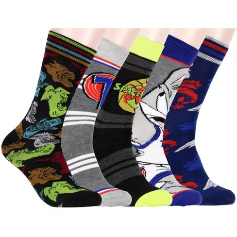 Space Jam Socks Original Film Logo Designs 5 Pack Adult Crew Socks ...