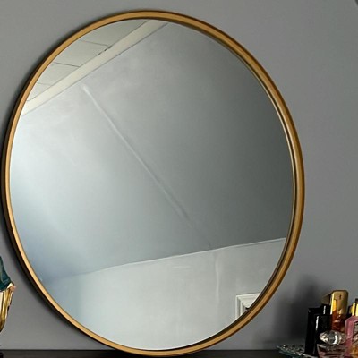 34" Round Decorative Wall Mirror Brass - Threshold™ Designed With ...