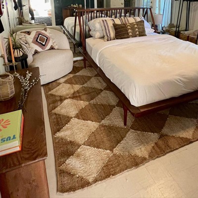 Arvin Olano X Rugsusa - Louie Diamond Checkerboard Jute Area Rug, 10 ...