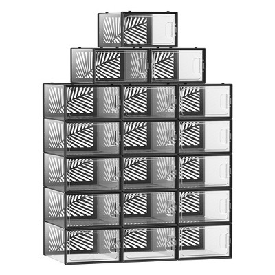12 Pack Shoe Storage Box, Clear Plastic Stackable Shoe Organizer For ...