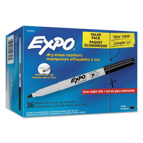 Expo Low Odor Dry Erase Markers Ultra Fine Tip Office Pack Black 36 pack 2003894 Target