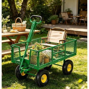 900 Lbs Steel Garden Dump Cart, Heavy Duty Yard Dump Wagon Utility Cart ...