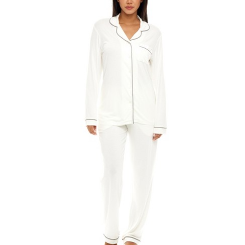Adr Women's Soft Knit Jersey Pajamas Lounge Set, Long Sleeve Top And ...