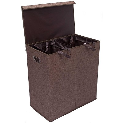 Birdrock Home Double Linen Laundry Hamper With Lid And Removable Liners ...