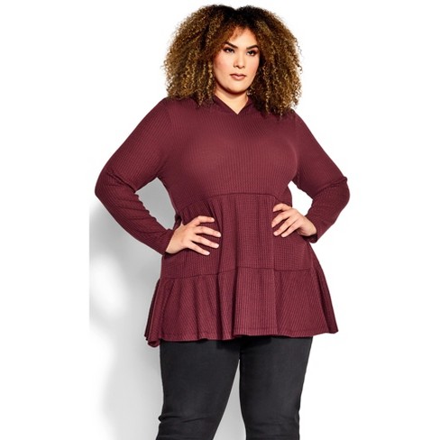 Avenue | Women's Plus Size Nola Waffle Tunic - Purple - 16w : Target