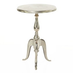 Round Hammered Silver Metal Accent Table Silver - Olivia & May : Target