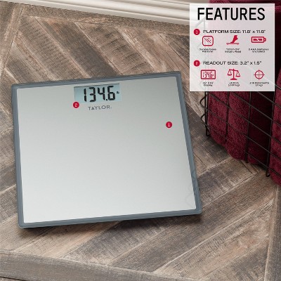 Digital Glass Bathroom Scale Gray/silver - Taylor : Target