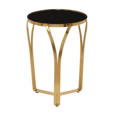 Contemporary Metal And Marble Pedestal Accent Table Gold - Olivia & May ...