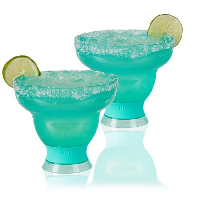 Host Freeze Margarita Cocktail Glasses Frozen Cup Double Wall Plastic Margarita Glasses Drinking Set Modern Drinking Glasses Aqua Blue Set Of 2 Target