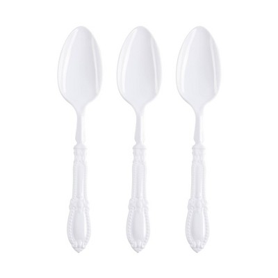 Smarty Had A Party White Baroque Disposable Plastic Dinner Spoons (480 ...