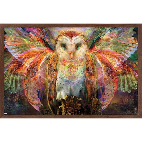 Trends International Jumbie - Owl Framed Wall Poster Prints Mahogany ...