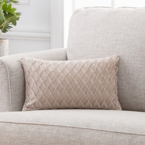 Chanasya Gem Pleated Textured Velvet Rectangular Lumbar Throw Pillow ...