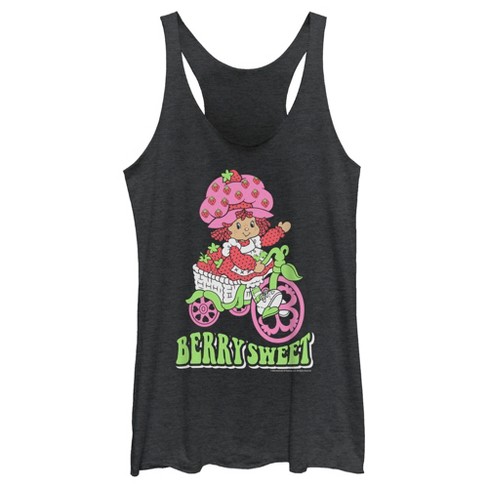 Women's Strawberry Shortcake Berry On A Cart Racerback Tank Top - Black ...