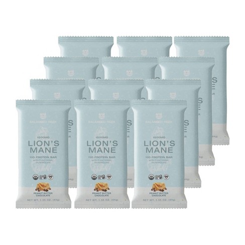 Balanced Tiger Lion's Mane Peanut Butter Chocolate Protein Bar - 12 ...