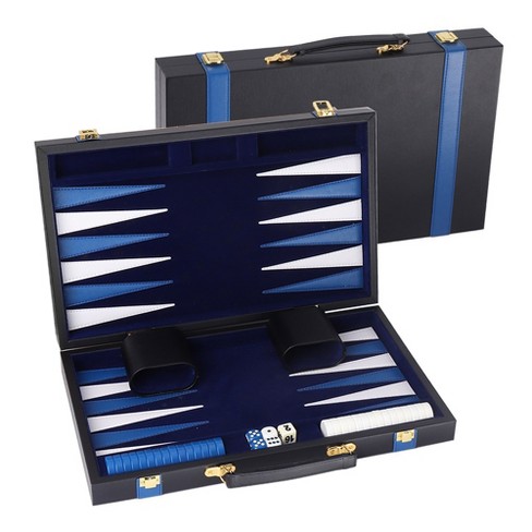 Blue& Black Leather Backgammon Set - Large : Target