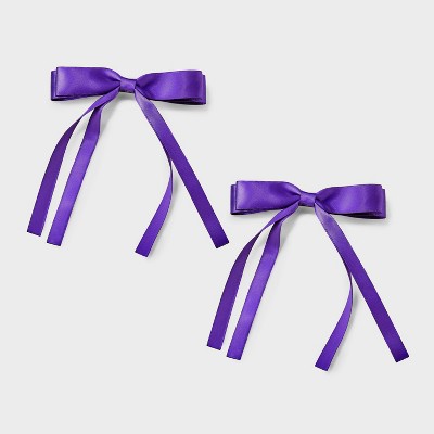 Small Satin Bow Hair Barrette Set 2pc - Wild Fable™ Lavender : Target