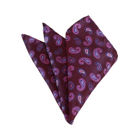 Men's Red, Steel Blue, Cream And Black Paisley Woven 10 Inch X 10 Inch ...