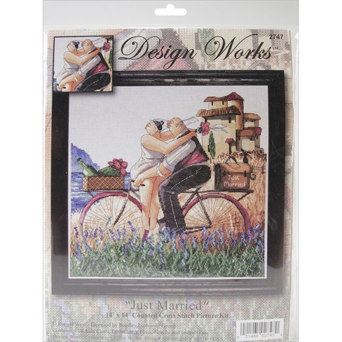 Design Works Counted Cross Stitch Kit 14"x14"-just Married (14 Count ...